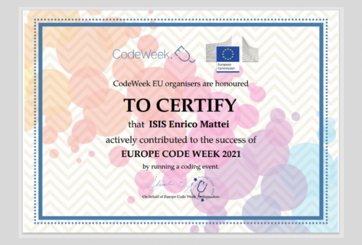 Europe Code Week 2021 | Istituto Enrico Mattei | Cerveteri